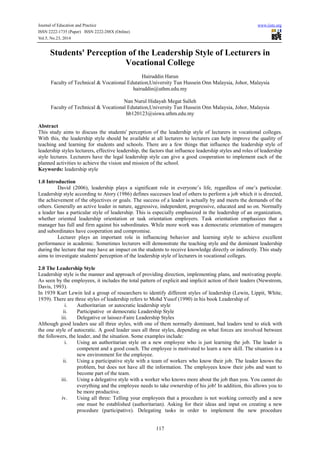 Students' perception of the leadership style of lecturers in vocational ...
