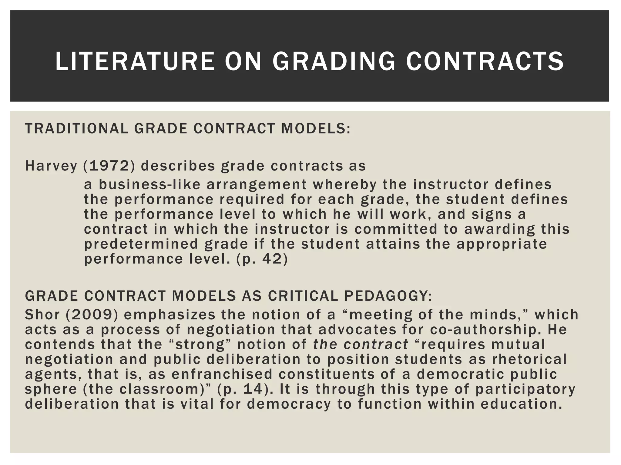 Students Perceptions of a Grading Contract Model | PPTX