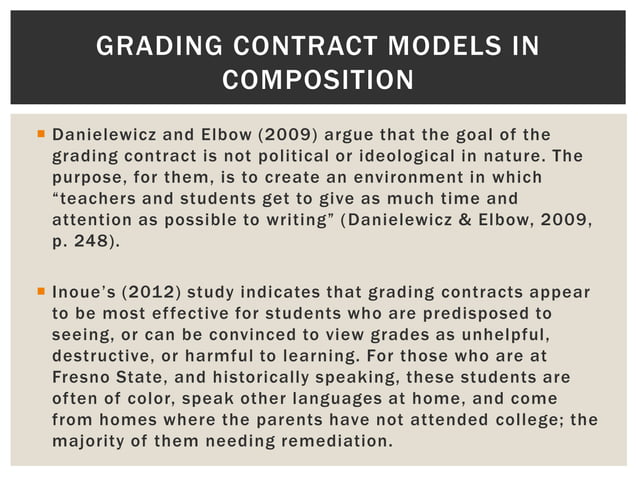 Students Perceptions of a Grading Contract Model | PPT