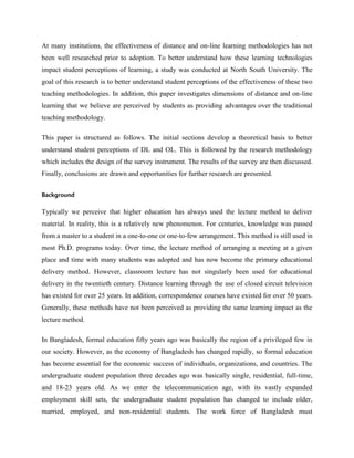 Students perceptions of distance learning, online learning and the ...