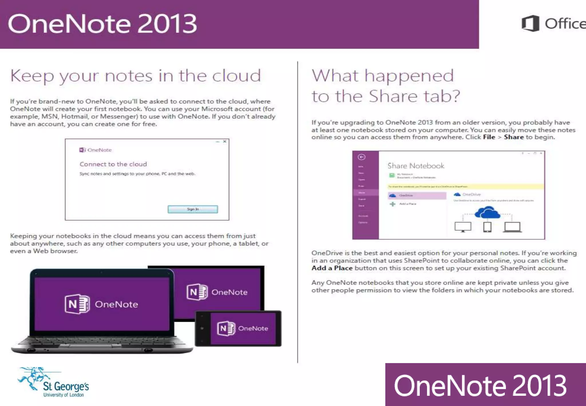 SGUL Office 2013 Quick Start Guide. (Adapted from Microsoft Quick Start ...
