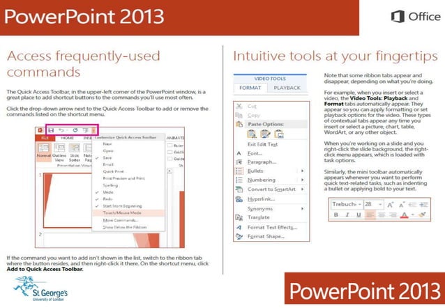 SGUL Office 2013 Quick Start Guide. (Adapted from Microsoft Quick Start ...