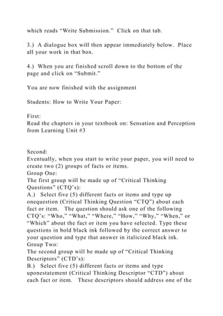 Students Read completely the instructions given below on HOW and WH ...