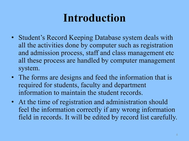 Students record keeping system | PPTX | Databases | Computer Software ...