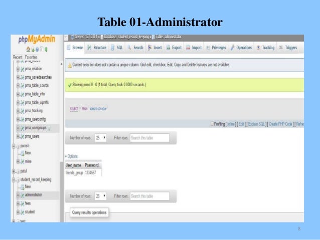 Students record keeping system