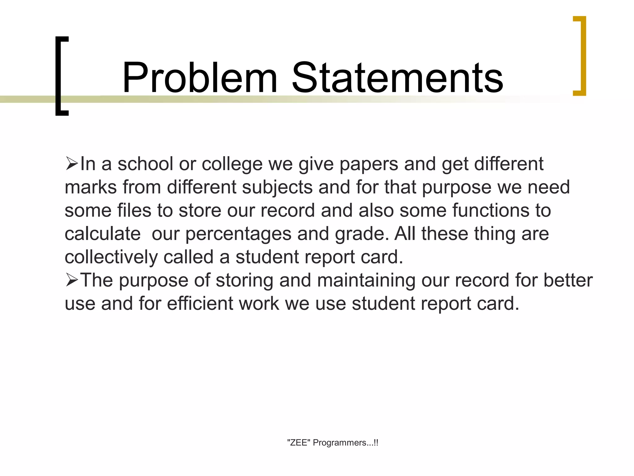 Students report card for C++ project.. | PPTX