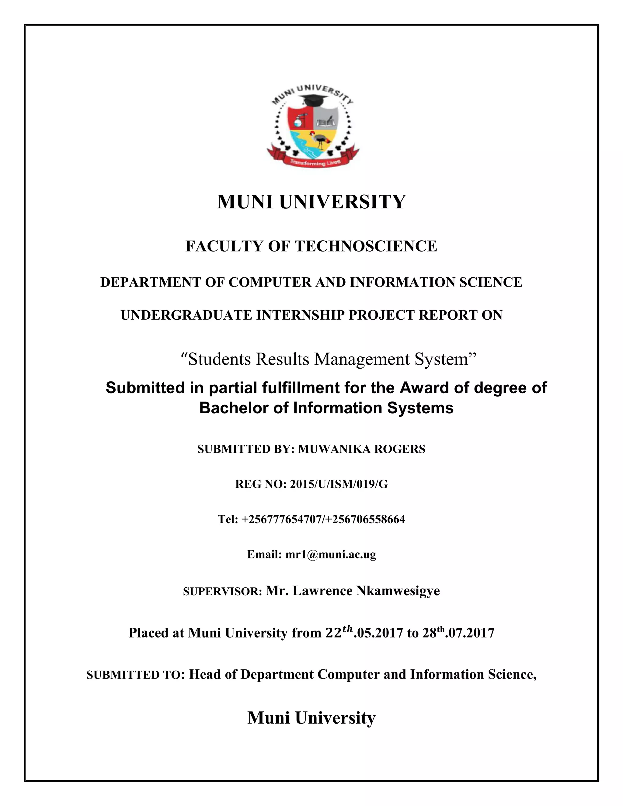 Students results management system (muni university) | PDF