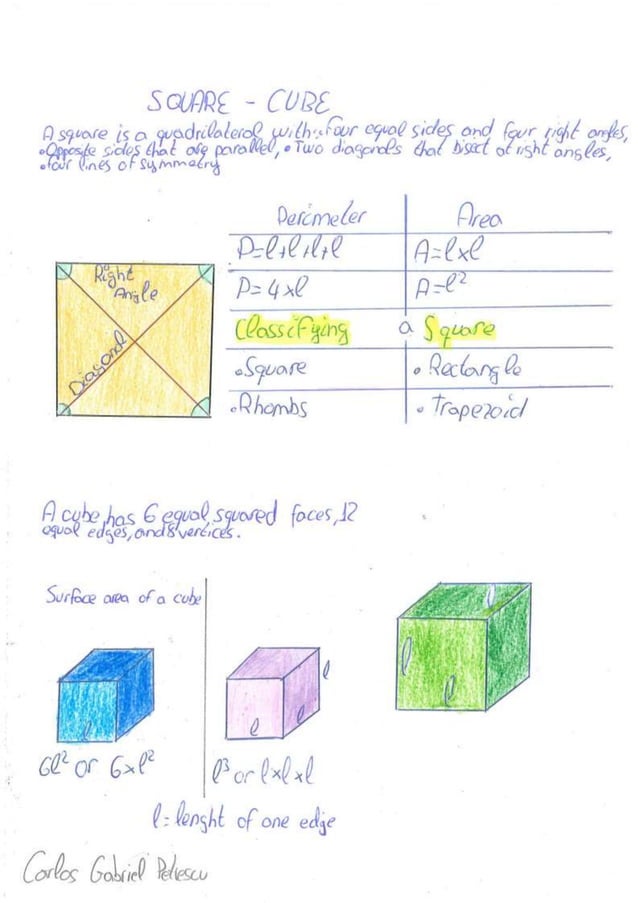 Square-cube students' chart | PPTX