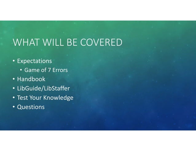 Library Student Staff Presentation | PDF