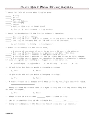 Quiz 1-1 Study Guide | PDF