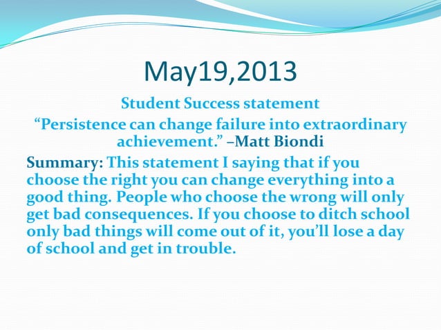 Student success statements | PPT