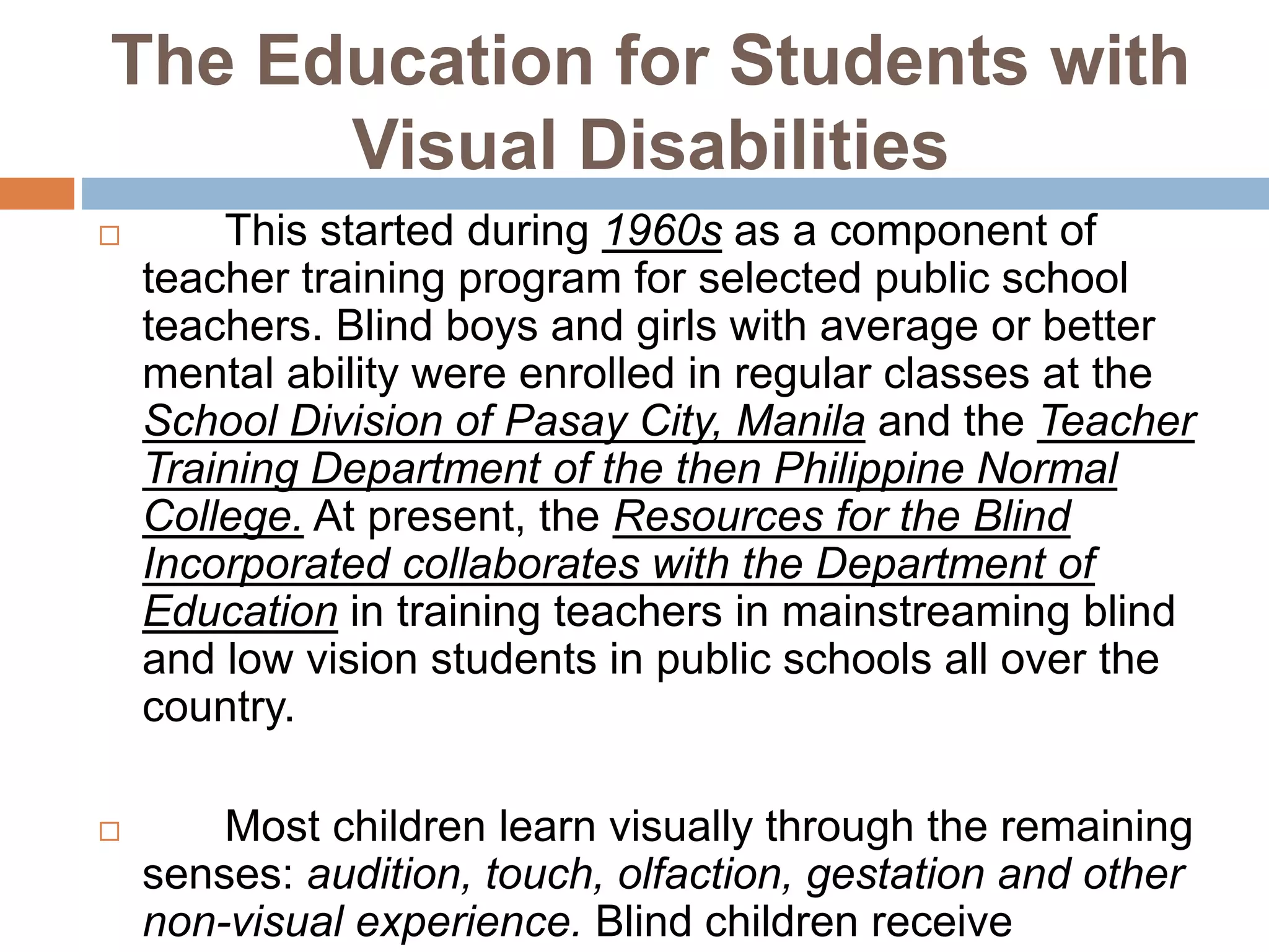 Students Who are Blind or Have Low Vision | PPTX