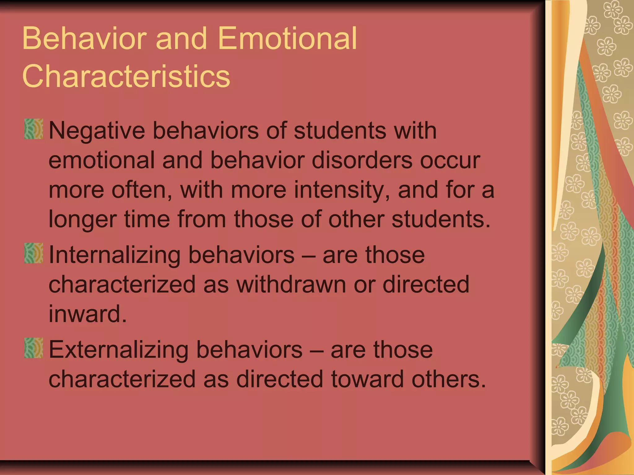Students with emotional and behavioral disorders | PPT