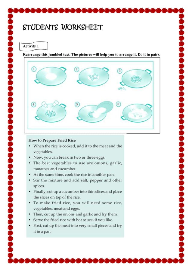 Students worksheet Procedure Text | DOCX | Cooking | Food & Drink