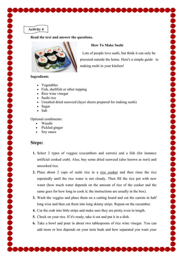 Students worksheet Procedure Text | DOCX | Cooking | Food & Drink