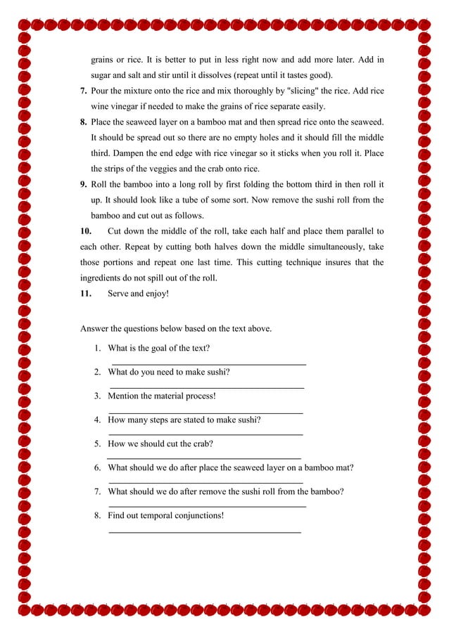 Students worksheet Procedure Text | DOCX | Cooking | Food & Drink