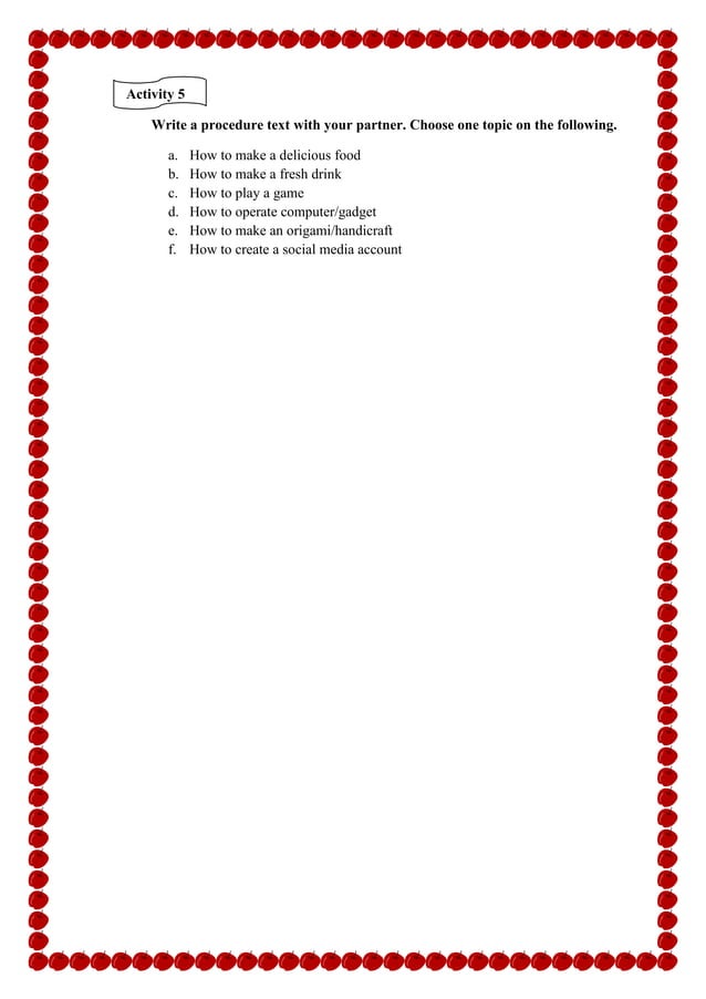 Students worksheet Procedure Text | DOCX | Cooking | Food & Drink