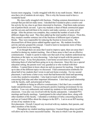 Student teaching reflection | DOCX