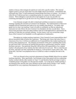 Student teaching reflection | DOCX