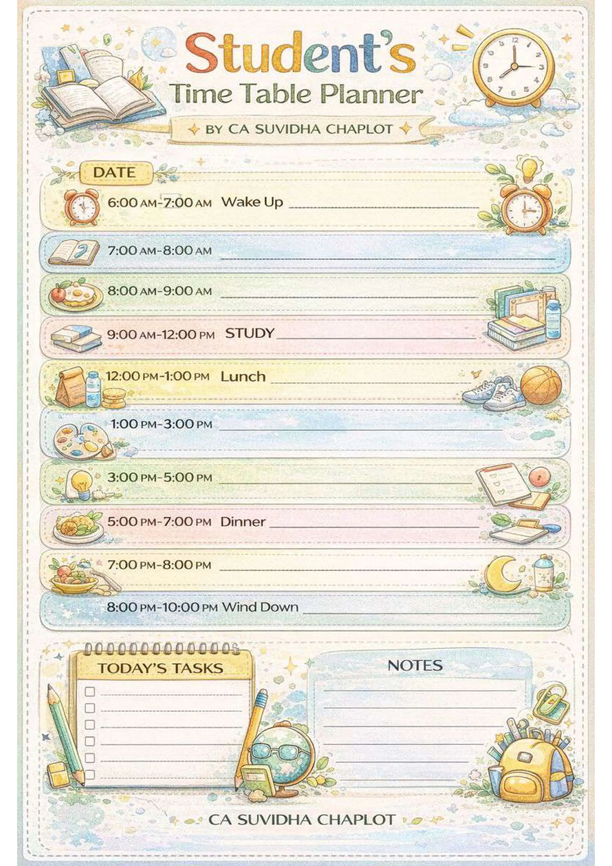 STUDENT TIME TABLE PLANNER.pdf Student's Time Table Planner - Organize ...