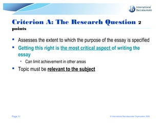 Extended Essay Assessment Criteria | PPT