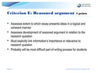 Extended Essay Assessment Criteria | PPT | Educational Assessment ...