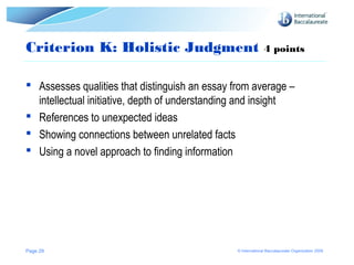 Extended Essay Assessment Criteria | PPT | Educational Assessment ...