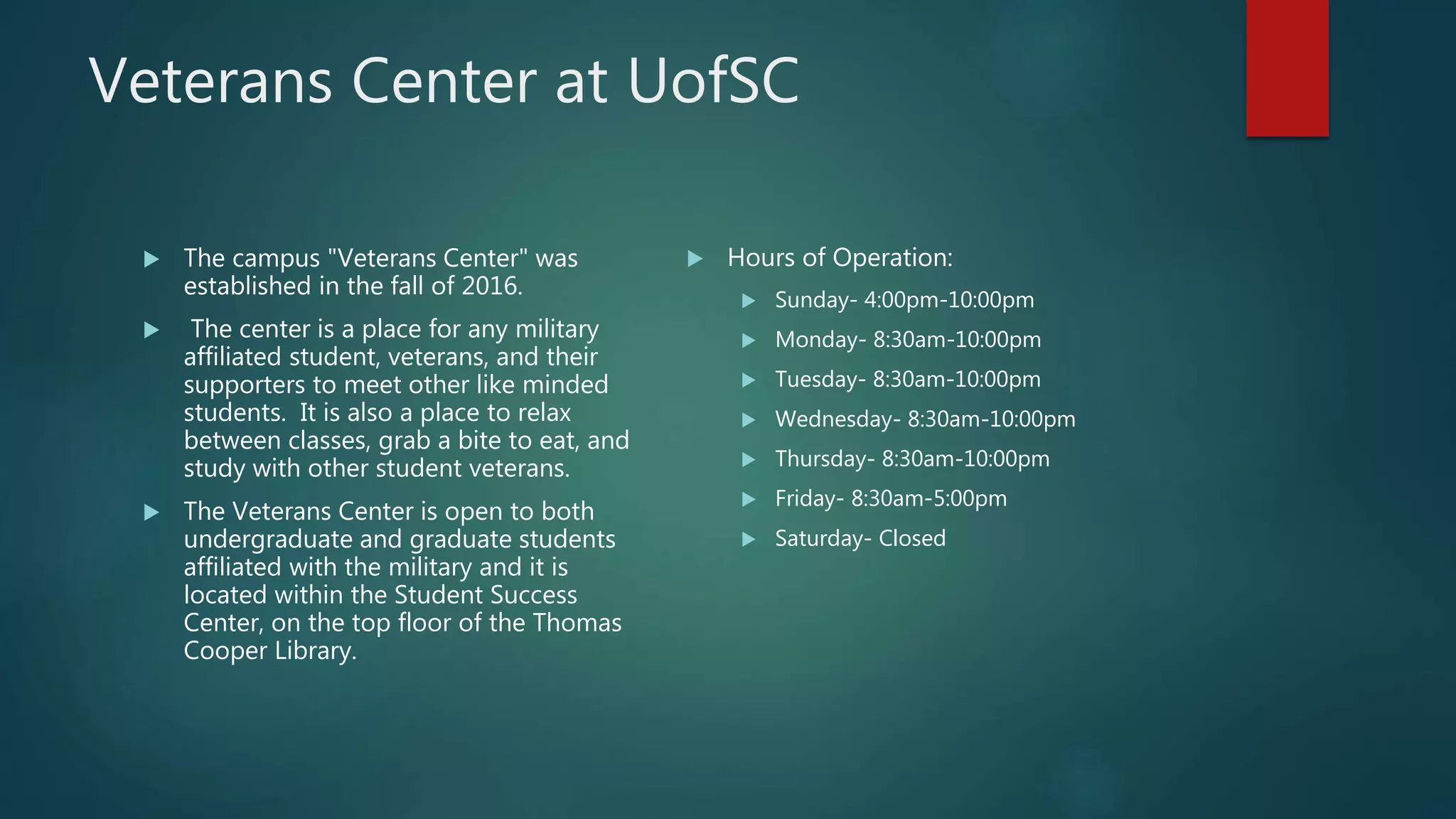 Student Veterans at UofSC | PPTX