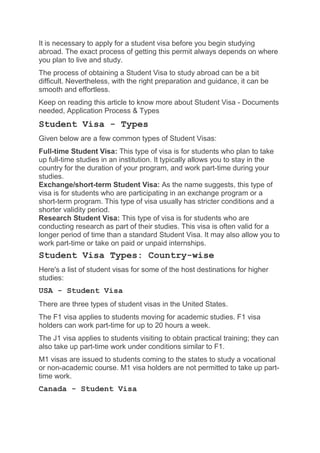 Student Visa.docx | College Planning | College Education