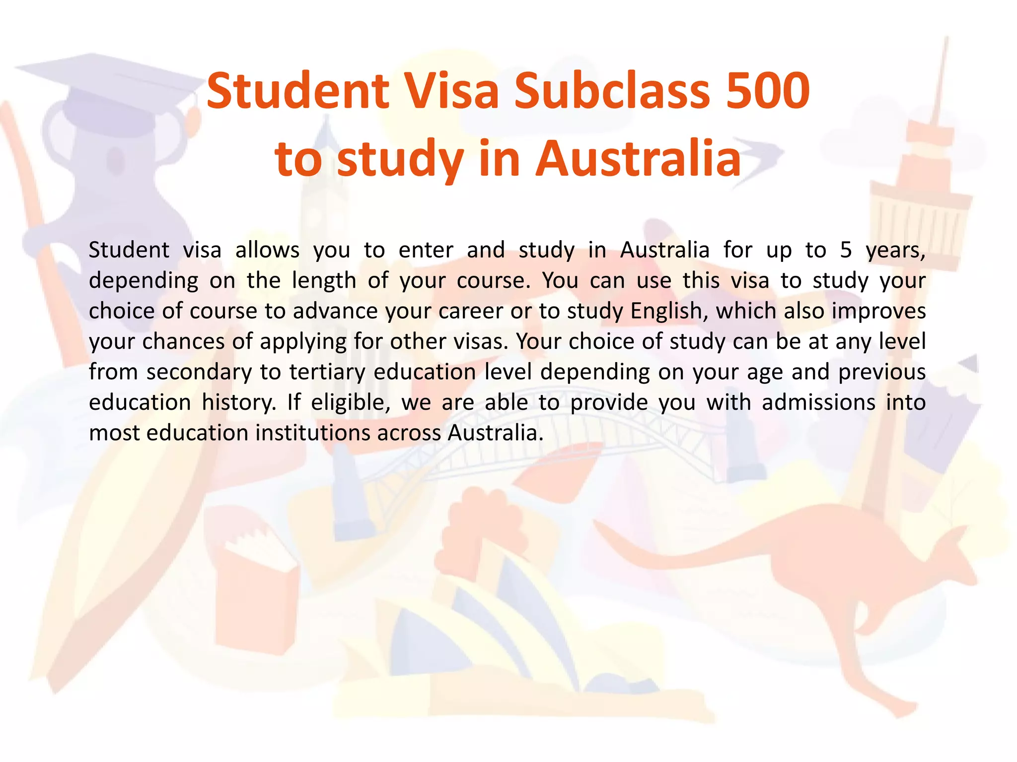 Student visa subclass 500 Australia | Immigration Agent Australia | PDF