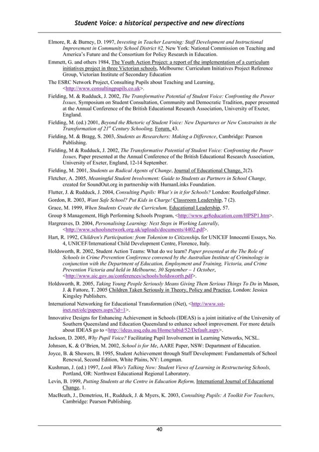 Student voice report