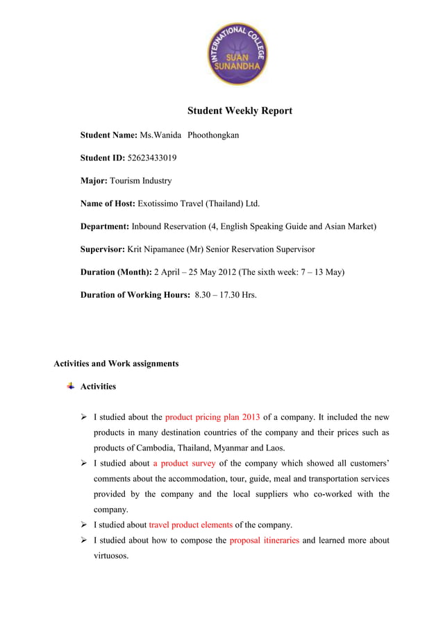 Student weekly report_6th | PDF