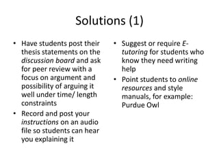Student writing problems faculty challenges and solutions | PPTX