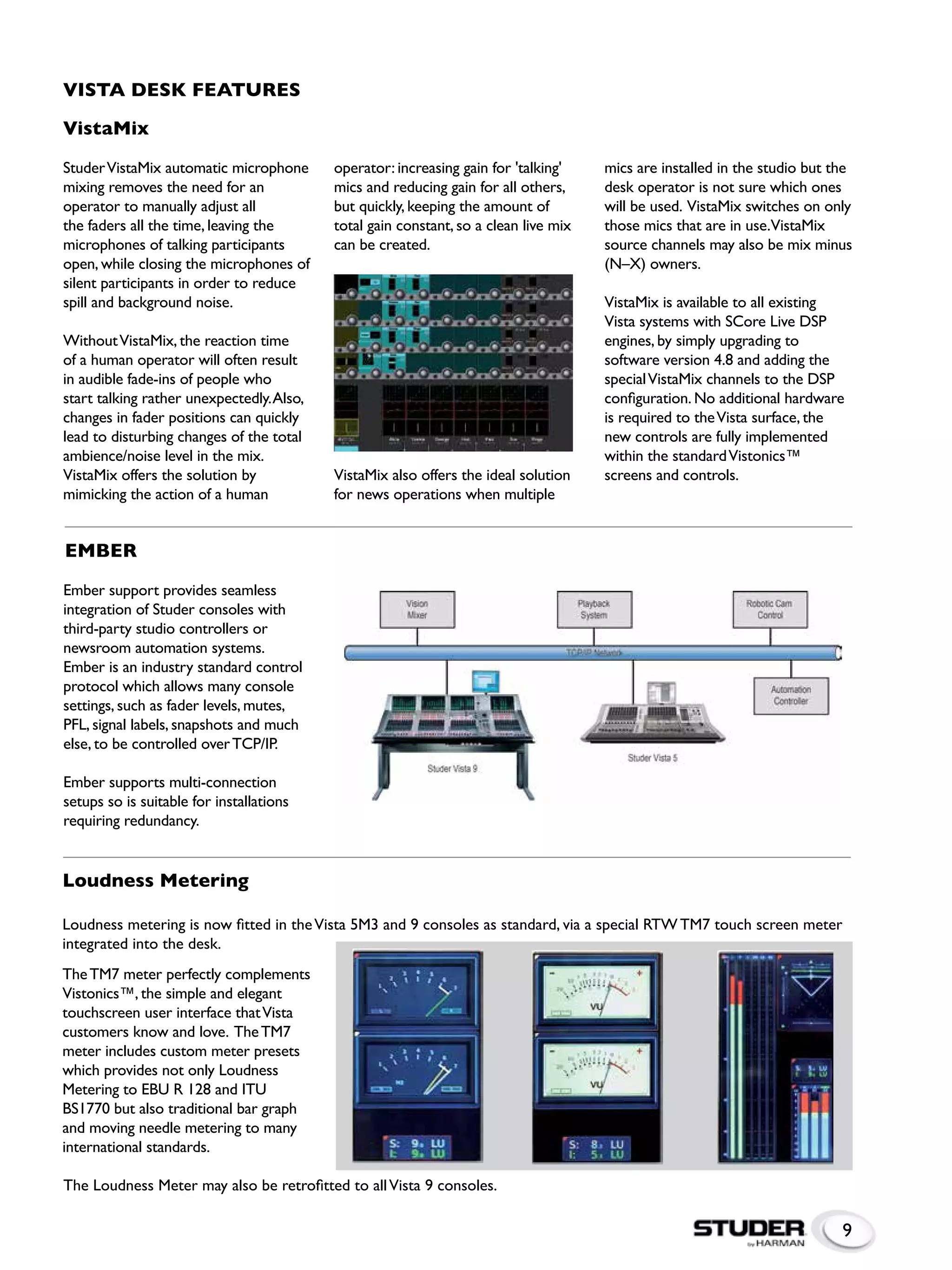 Studer range brochure including Vista 9/5/1 & OnAir 3000/2500/1500 | PDF