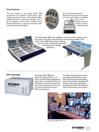 Studer range brochure including Vista 9/5/1 & OnAir 3000/2500/1500 | PDF