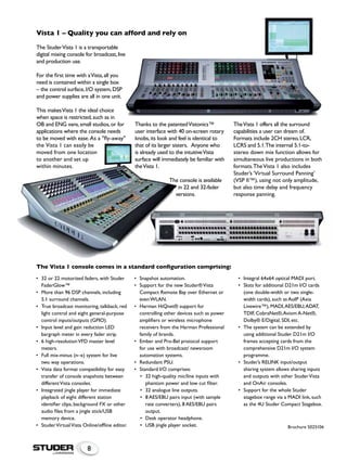 Studer range brochure including Vista 9/5/1 & OnAir 3000/2500/1500 | PDF