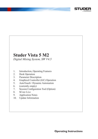 Studer Vista 5 M2 - User Manual | PDF