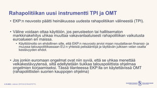 Osastopäällikkö Juha Kilponen: Rahapolitiikan uudet haasteet | PPT