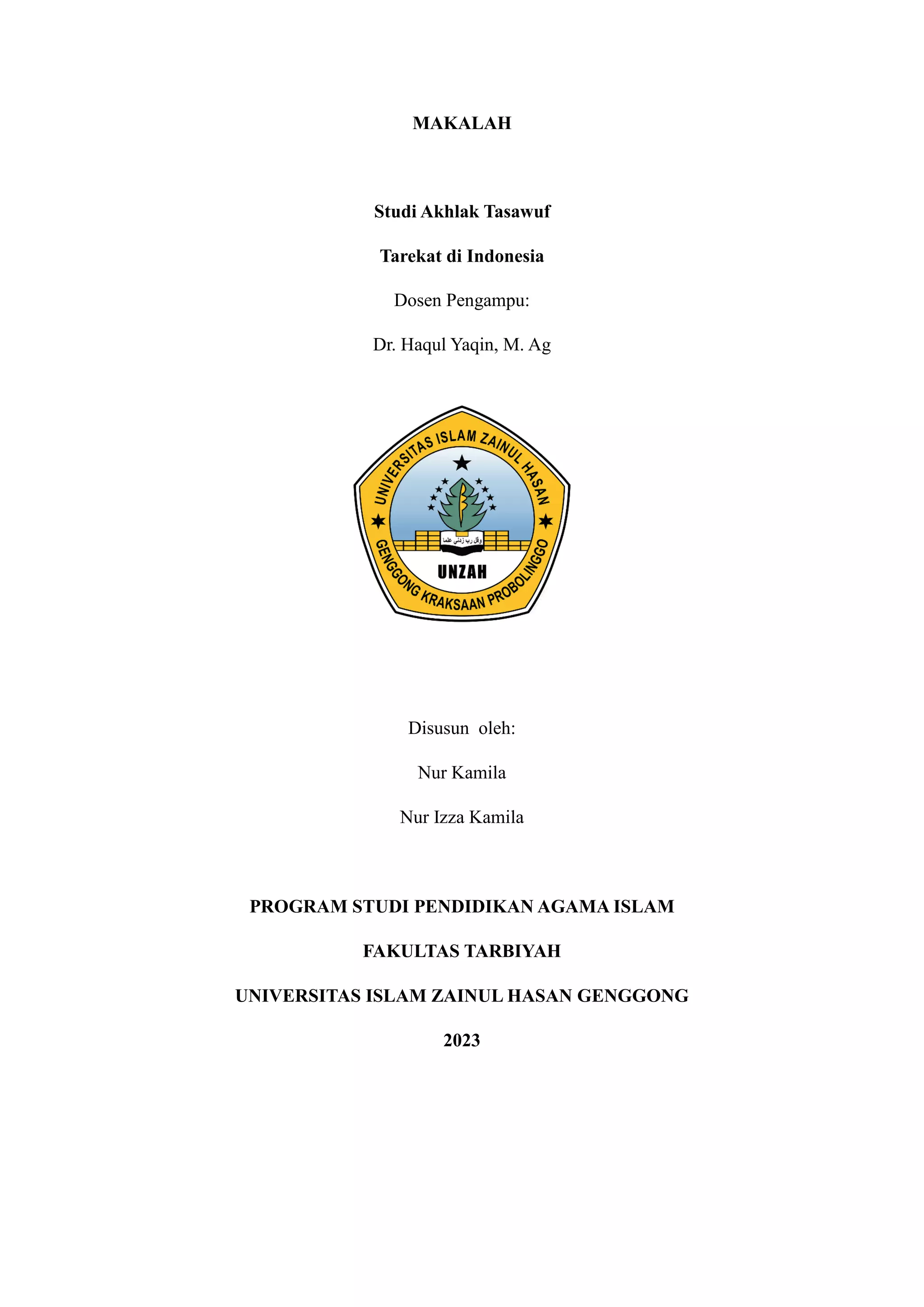 Studi Akhlak Tasawuf Tarekat di Indonesia .pdf