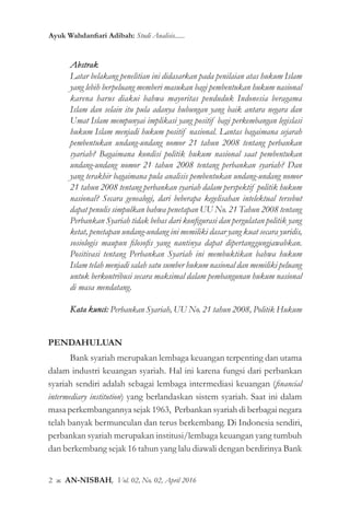 Studi analisis pembentukan undang undang nomor 21 tahun 2008 tentang ...