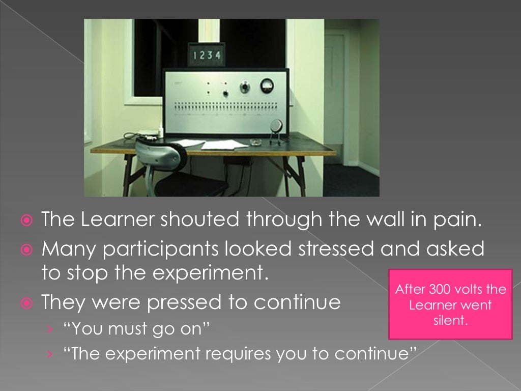 Studies into Obedience - Milgram