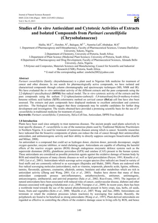 Studies of in vitro antioxidant and cytotoxic activities of extracts ...