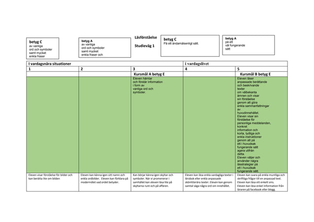 Studieväg 1 matris anna karin bengtsson sfi-anna | PDF | Educational Assessment | Education
