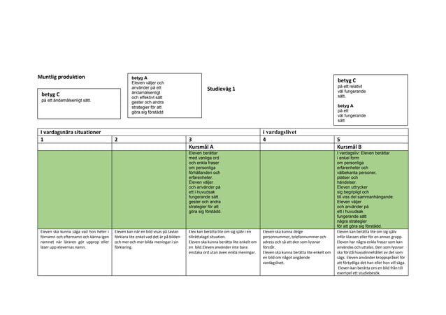 Studieväg 1 matris anna karin bengtsson sfi-anna | PDF | Educational Assessment | Education