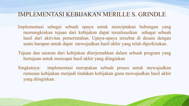 model kebijakan merille s.grindle | PPTX