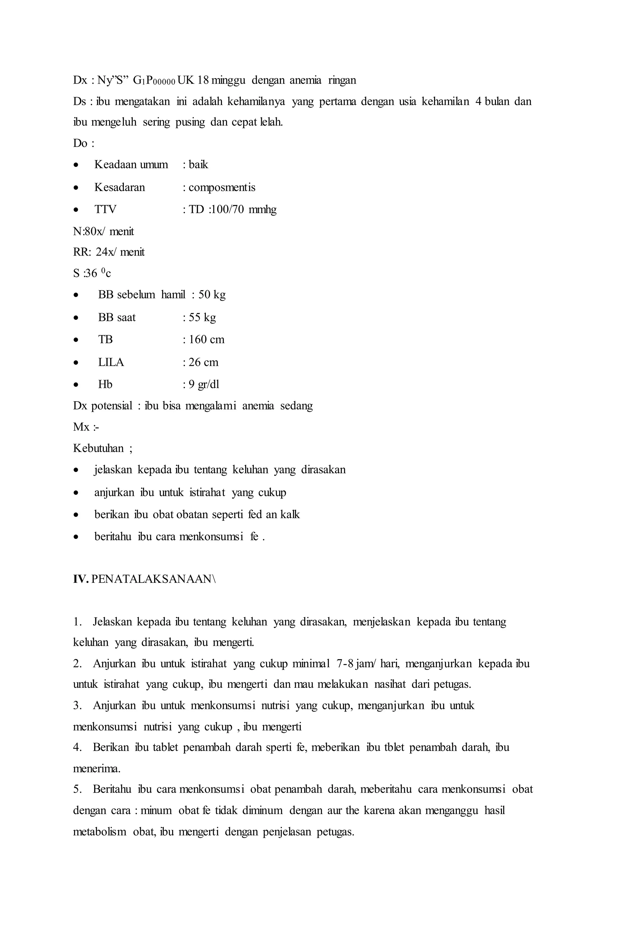 Studi kasus anemia ringan | DOCX
