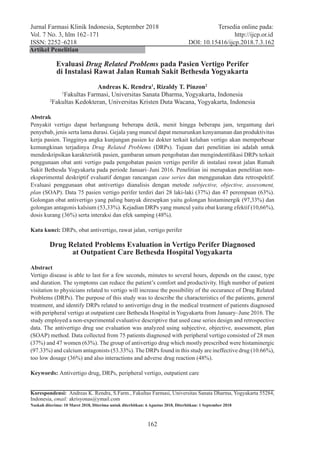 Studi Kasus Drug Related Problems Cipolle Penyakit Vertigo Perifer | PDF