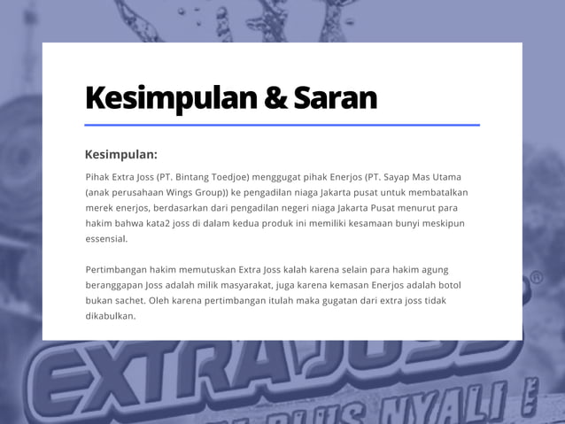 VBM 2 - Studi kasus hak merek extra joss | PDF