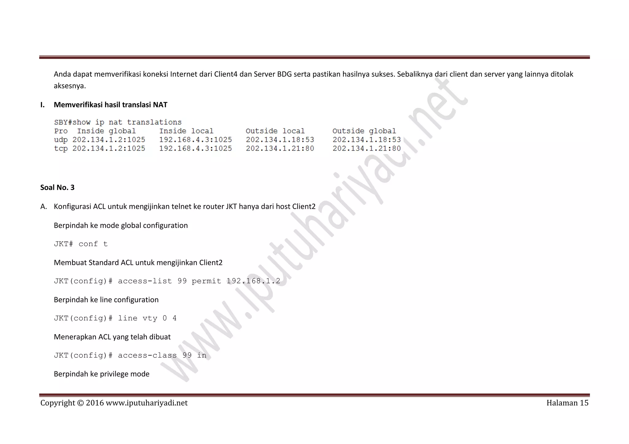 Studi Kasus Konfigurasi RIP dan Cisco Access Control List (ACL) | PDF