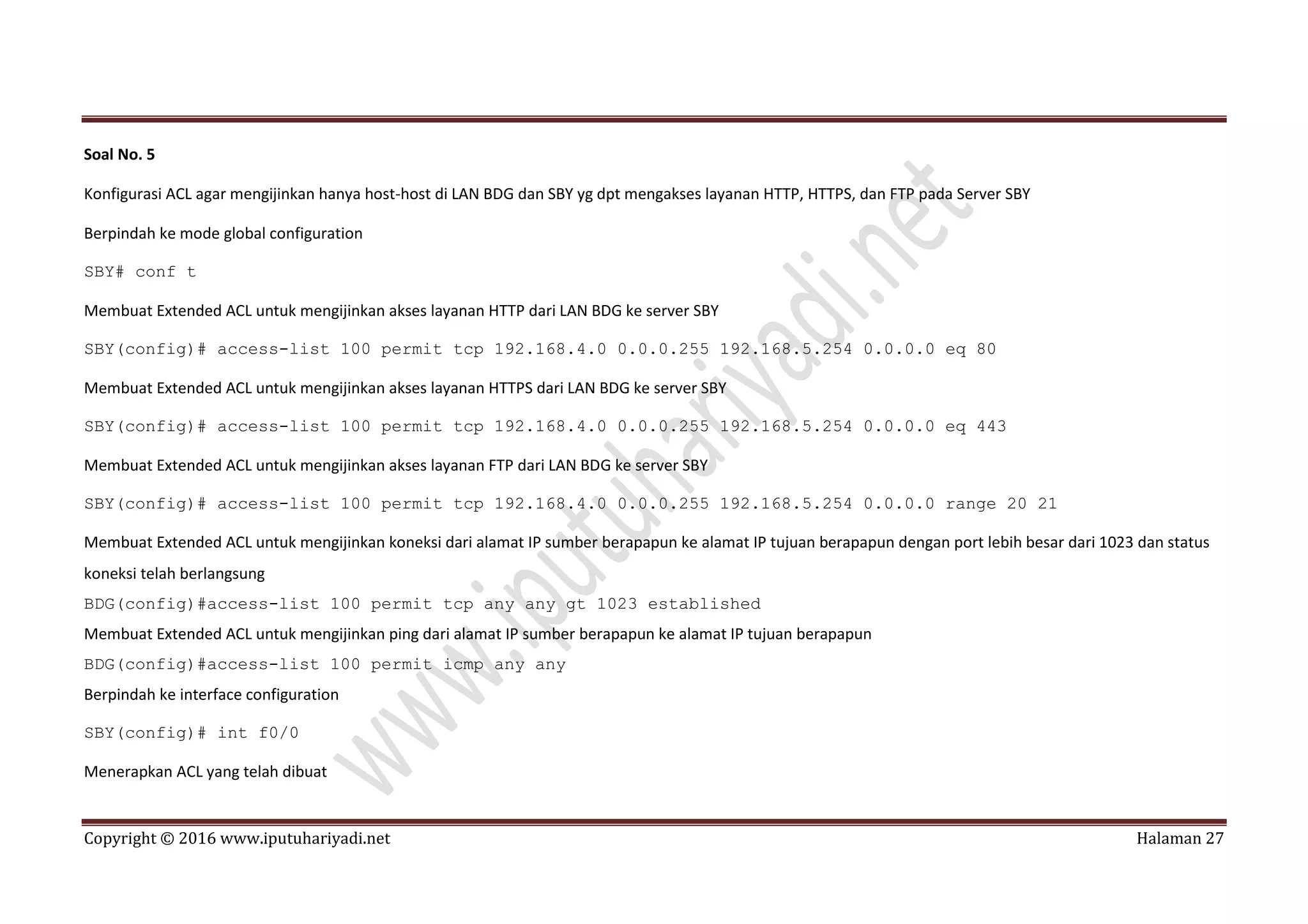 Studi Kasus Konfigurasi RIP dan Cisco Access Control List (ACL) | PDF